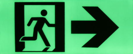 Exit sign running man/right arrow/door 370mm x 150mm - Glow In The Dark ...